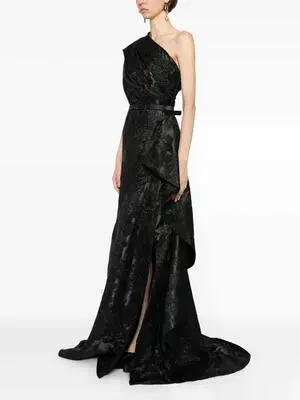 SAIID KOBEISY One-shoulder Brocade Gown