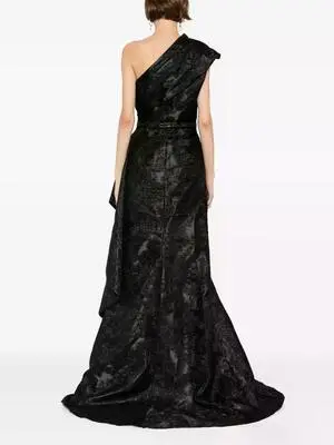 SAIID KOBEISY One-shoulder Brocade Gown