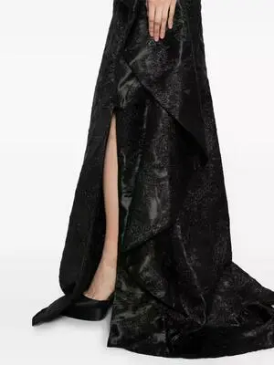 SAIID KOBEISY One-shoulder Brocade Gown