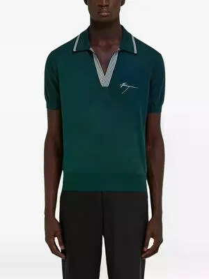 FERRAGAMO Striped-collar T-shirt