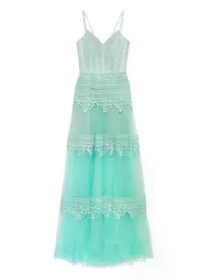 SAIID KOBEISY Lace Long Dress - Green