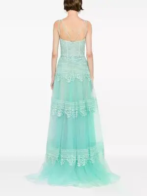 SAIID KOBEISY Lace Long Dress - Green