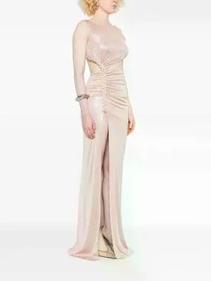 NISSA Open-back Ruched Maxi Dress - Pink