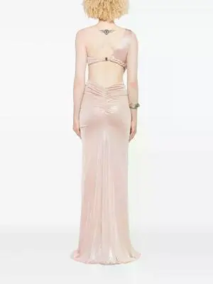 NISSA Open-back Ruched Maxi Dress - Pink
