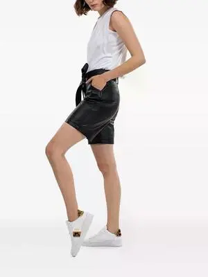 POCHE PARIS Camille High-waisted Leather Shorts