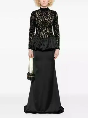 NISSA Sequin-embellished Lace Gown