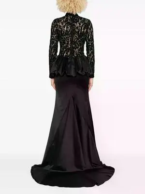 NISSA Sequin-embellished Lace Gown