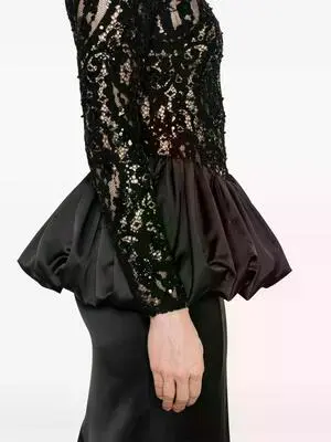 NISSA Sequin-embellished Lace Gown