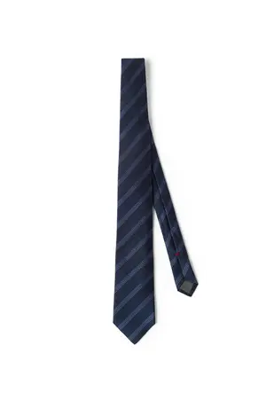 Brunello Cucinelli Striped Silk Necktie - Sapphire