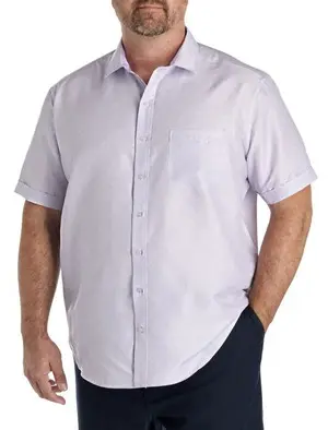 SYNRGY BY DXL Big & Tall Microfiber Big Leaf Print Sport Shirt - Purple