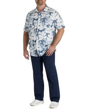 Perry Ellis Big & Tall Abstract Leaf Patterned Sport Shirt