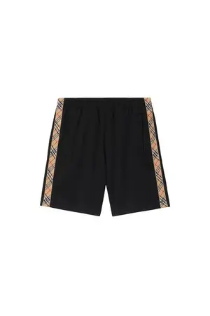 Burberry Check Trim Cotton-blend Shorts - Black