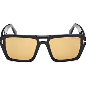 TOM FORD 56mm Navigator Sunglasses - Shiny Black /amber