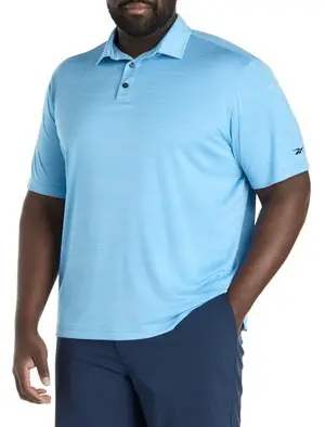 REEBOK Big & Tall Performance Heather Polo Shirt - Semi Future Cyan