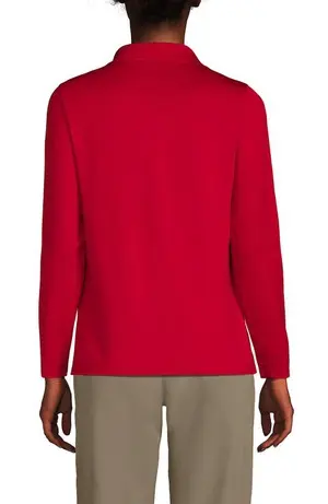 LANDS' END Long Sleeve Feminine Fit Rapid Dry Polo Shirt - Red