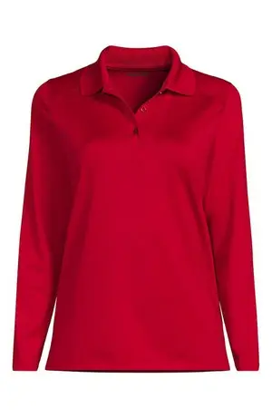 LANDS' END Long Sleeve Feminine Fit Rapid Dry Polo Shirt - Red