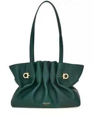 FERRAGAMO Ruched Shoulder Bag - Green