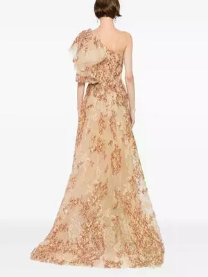 SAIID KOBEISY One-shoulder Embroidered Dress