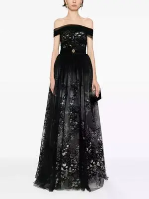 SAIID KOBEISY Gathered Tulle Gown