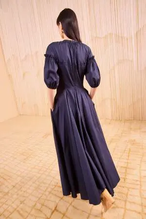 Ulla Johnson Estelle Short Sleeve Corset Dress In Midnight - 40% Off |  Editorialist