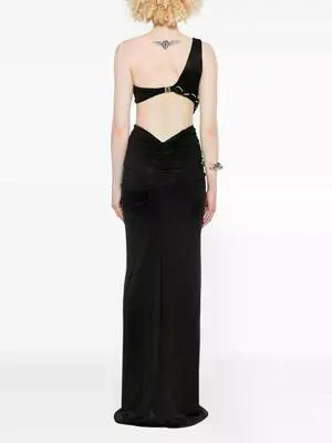 NISSA Open-back Ruched Maxi Dress - Black