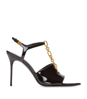 Balmain Patent Leather Heeled Mules - Black