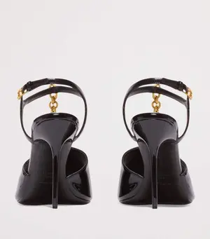 Balmain Patent Leather Heeled Mules - Black