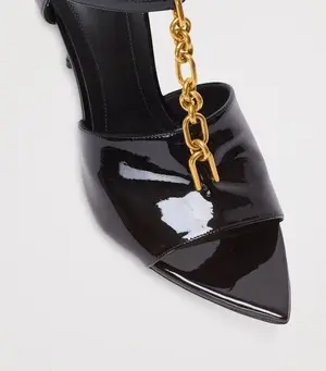 Balmain Patent Leather Heeled Mules - Black