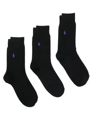 Polo Ralph Lauren Polo Pony-motif Socks Pack Of Three - Black