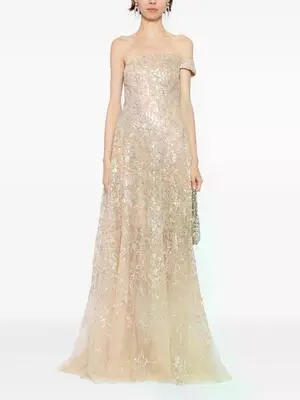 SAIID KOBEISY Off-shoulder Embroidered Dress
