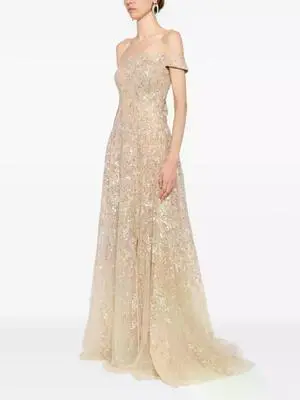 SAIID KOBEISY Off-shoulder Embroidered Dress
