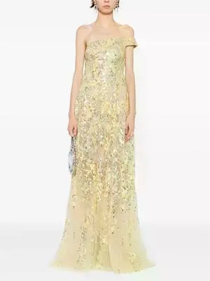 SAIID KOBEISY Off-shoulder Embroidered Dress