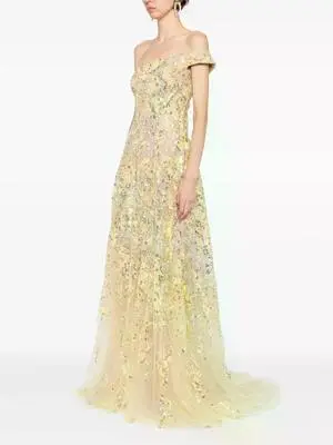 SAIID KOBEISY Off-shoulder Embroidered Dress