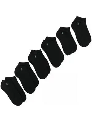 Polo Ralph Lauren Logo-embroidered Stretch-cotton Socks Pack Of Six - Black