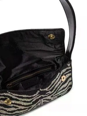 Staud Tommy Beaded Zebra-pattern Shoulder Bag - Black