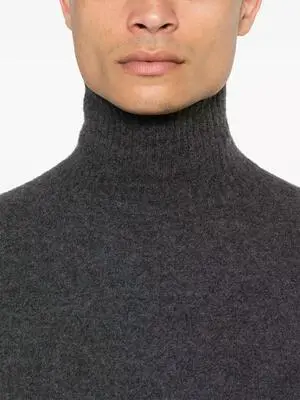 JIL SANDER High-neck Boiled Wool Sweater - Grey