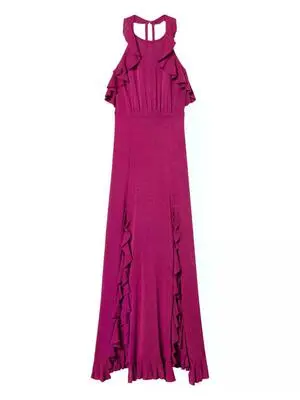 TWINSET Sleeveless Knitted Maxi Dress With Open Back And Side Slits - Purple