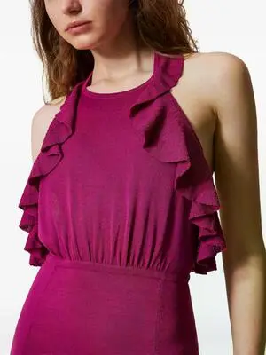 TWINSET Sleeveless Knitted Maxi Dress With Open Back And Side Slits - Purple