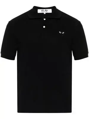 Play Comme Des Garcon Heart-patch Cotton Polo Shirt - Black