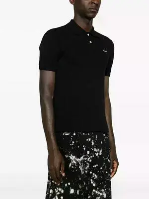 Play Comme Des Garcon Heart-patch Cotton Polo Shirt - Black