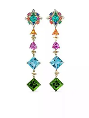 ANABELA CHAN 18kt Gold Vermeil Multi-stone And Diamond Clip-on Drop Earrings - Blue