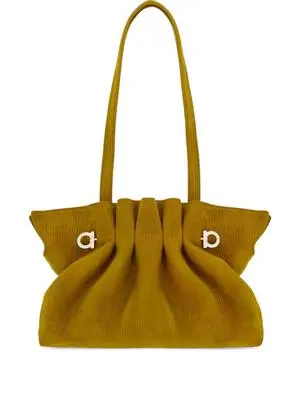 FERRAGAMO Suede Soft Shoulder Bag - Yellow