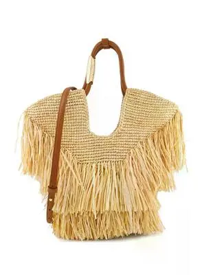 Zimmermann Fringed Straw Handbag