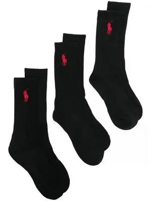 Polo Ralph Lauren Big Pony Socks Pack Of Three - Black