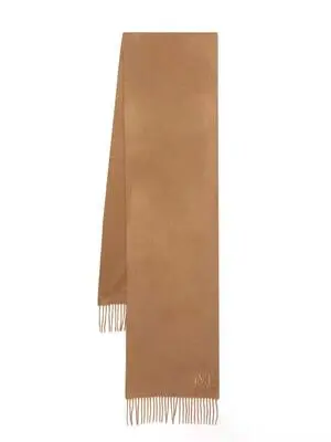 Max Mara Embroidered-logo Cashmere Scarf - Brown
