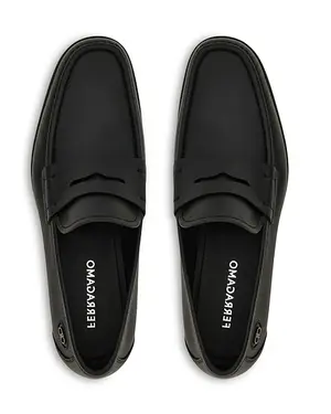 FERRAGAMO Leather Penny Loafers - Nero
