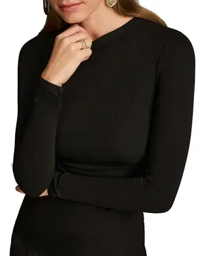 Donna Karan New York Long Sleeve Gathered Stretch Crepe Tee
