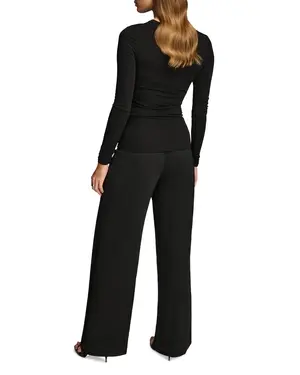 Donna Karan New York Long Sleeve Gathered Stretch Crepe Tee