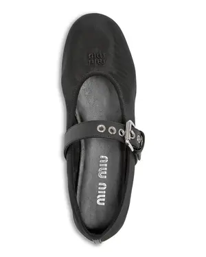 Miu Miu Mary Jane Flats - Nero