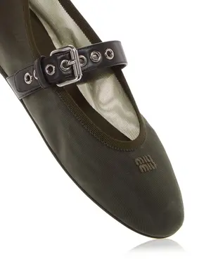 Miu Miu Mary Jane Flat - Olive